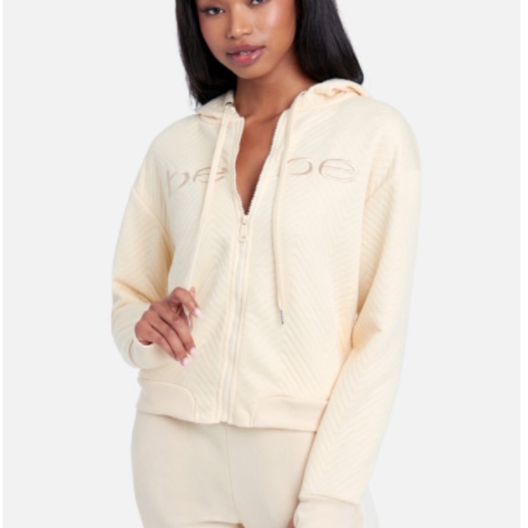 bebe | Jackets & Coats | Bebe Sport Logo Quilted Jacket Ivory Bb234b ...